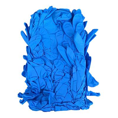 蓝色一次性无粉薄款手套防护丁腈