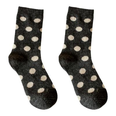 冬季圆点保暖中筒羊毛袜子女