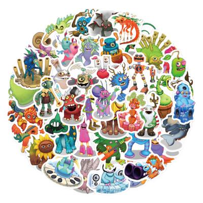 60张my singing monster我的歌声怪物游戏贴纸头盔手机行李箱贴画