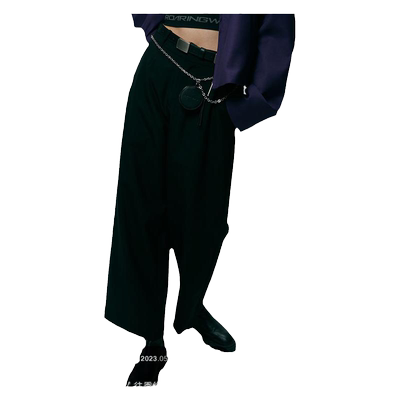 黑色女士简约阔腿西裤