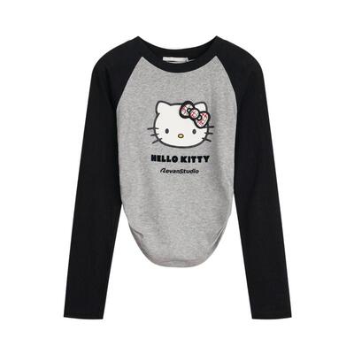 【马上红系列】REVAN芮范HelloKitty黑灰插肩袖T恤RK11001474