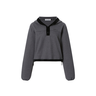 JAC FLEURANT秋冬新品灰色拼接绣花连帽卫衣拼接绣花卫裤套装