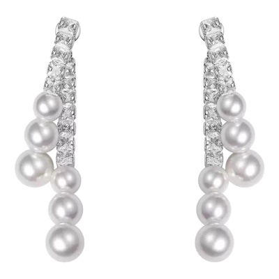 排钻珍珠吊坠灵动简约耳饰