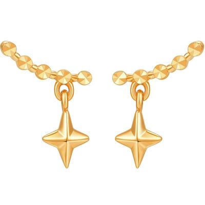明牌珠宝5G黄金星星耳饰 足金星落耳钉女款百搭耳针计价AFH0334