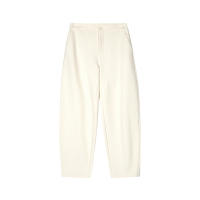 LESS松紧腰卫裤纯色弯刀裤