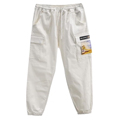 披头士联名款白色休闲裤女工装裤