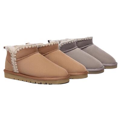 澳大利亚直邮EVERAU复古气质撞色白线编制细致精美雪地靴EA3138