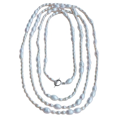 【星云珍珠】多圈毛衣链女轻奢气质法式叠带珍珠长款强光淡水纯银