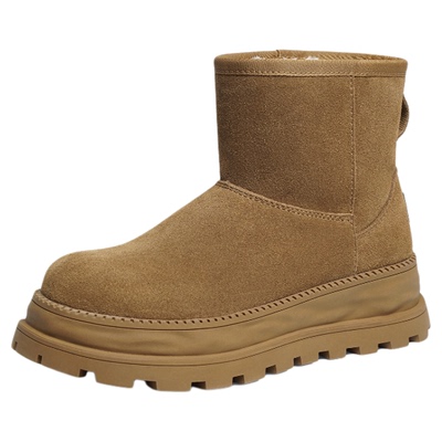 红蜻蜓雪地靴2025冬季新款女鞋厚底增高短筒棉鞋加绒保暖真皮女靴