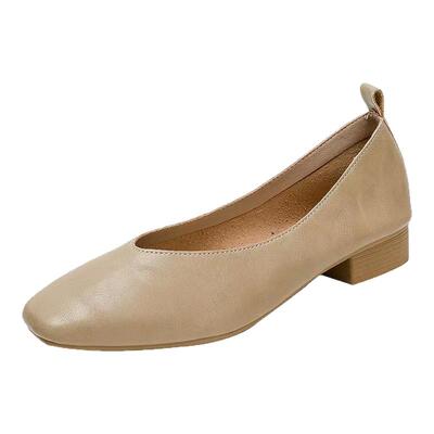 牛皮跟高2.5厘米和3.5厘米和4.5厘米 新款V口小方头百搭网红单鞋