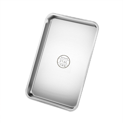 316食品级不锈钢加厚平底方盘长方形托盘烧烤盘蒸饭盘卤肉盘平盘