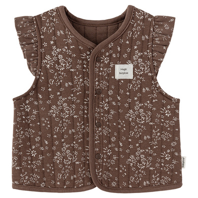 【清仓】babylove婴儿马甲秋冬薄夹棉保暖坎肩女宝宝法式碎花上衣