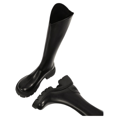 2025新款真皮厚底V口高筒长筒靴