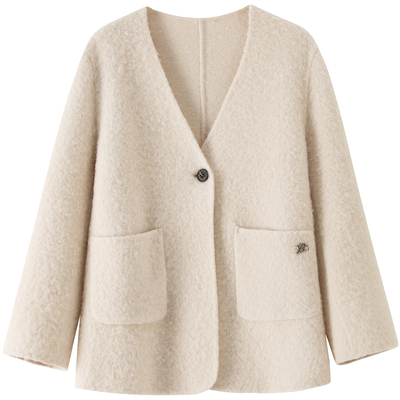 【绵羊毛】BANANA BABY2025年冬季新款廓形高级感毛呢外套女大衣