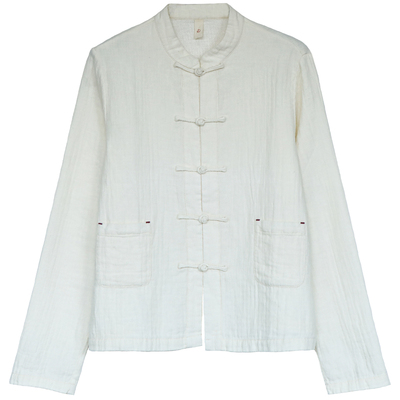 古石后原创布衣春秋中式外套女棉麻复古国风唐装盘扣对襟衬衫上衣