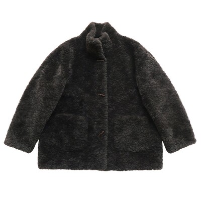 含绵羊毛立领仿羊羔毛外套