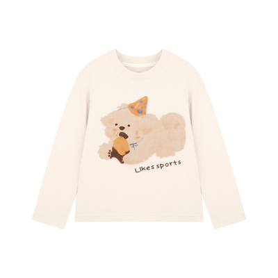 Amybaby女童上衣春季2026新款舒适透气狗狗印花可爱长袖打底衫T恤