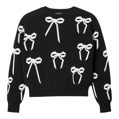 【折扣】MARC JACOBS/莫杰 MJ 黑色蝴蝶结设计圆领长袖毛衣