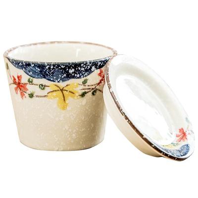 日式带盖品茗杯手绘釉下彩陶瓷