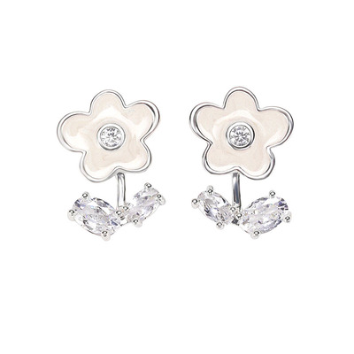 多巴胺仓库」山花露.小清新锆石花朵耳钉小众设计高级感甜美耳环