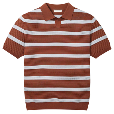 夏装bon棕红色短袖针织衫