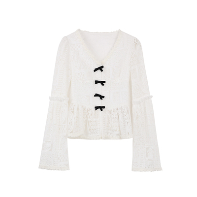 SourceWithU镂空刺绣收腰上衣