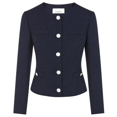 LANCY/朗姿2024春季新款长袖收腰修身职业套装女高级感通勤短外套