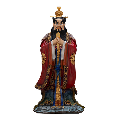 纯铜热灼色四大天师神像摆件