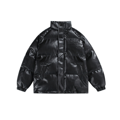 钢印字母PU皮棉衣棉服袄男加肥加大码潮流胖子宽松美式街头冬天装