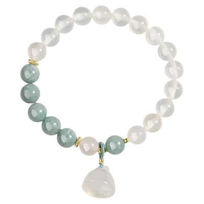 五台山天然白玛瑙石英石手串盘玩