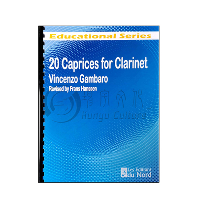 文森佐 甘巴罗 20首随想曲 单簧管 du Nord原版进口乐谱书 Vincenzo Gambaro 20 Caprices for Clarinet Clarinet LEDN 8056