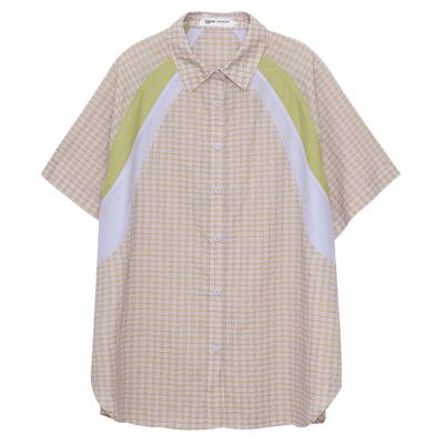 MOVEUP幻走2025夏季新款.FUN系列插肩袖弧形下摆休闲中长款衬衫女