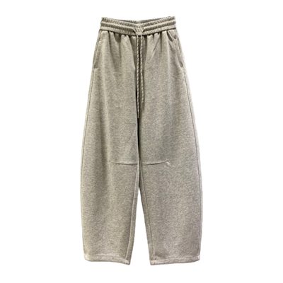 灰色休闲弯刀阔腿拖地卫裤女