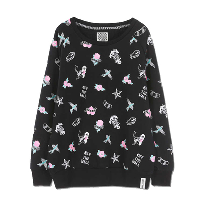 vans黑色涂鸦印花套头卫衣