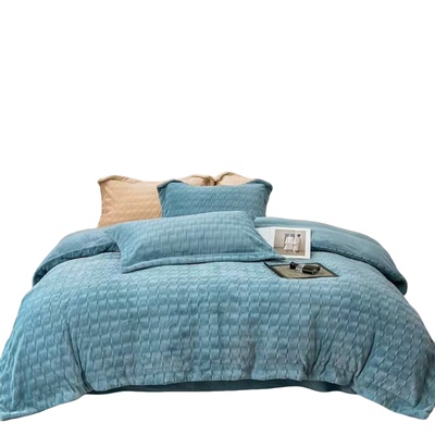 A类高端冬季加厚牛奶绒床单四件套芙提绒被套保暖双面绒特厚4件套