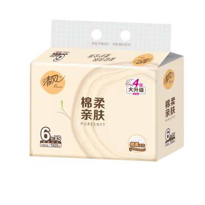 清风棉柔亲肤抽纸4层6包-X