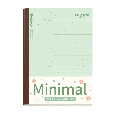 Minimal笔记本厚本子简约用超厚笔记本内页横线本b5白卡记录记事本可平摊日记本加厚草稿本拍纸本75g内页纸张