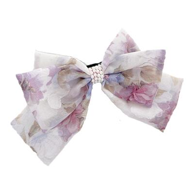 桃子柚雪纺发夹珍珠蝴蝶结仙女夹