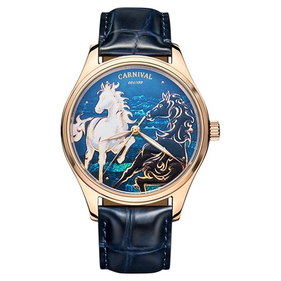 Carnival手表男十二生肖马全自动机械表时尚防水男表热卖