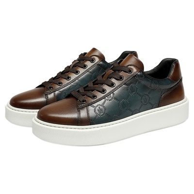 CROWN/皇冠牛皮革经典百搭简约舒适休闲皮鞋板鞋户外运动鞋男鞋