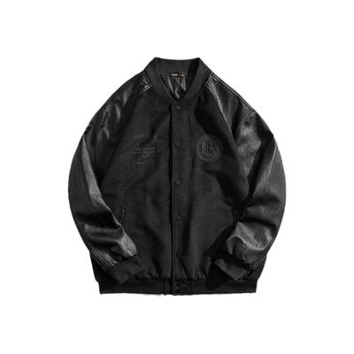 GXXH大码男装秋冬呢料拼接棒球服