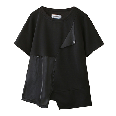 大码宽松遮肚子不规则短袖T恤女