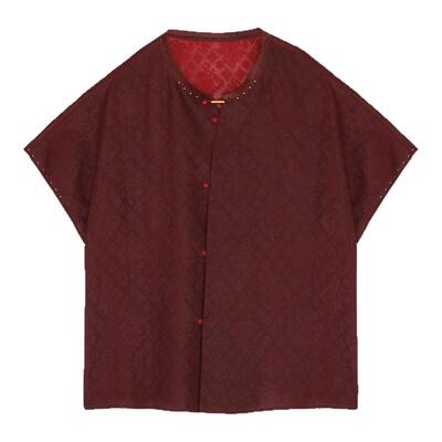 四经绞罗红云纱圆领上衣