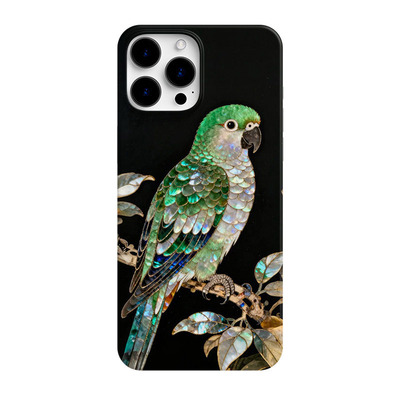 鹦鹉奇缘 象征爱情忠贞吉祥沟通适用于苹果16promax印花螺钿iPhone15pro菲林壳14Plus国风13mini鎏金12喜庆11