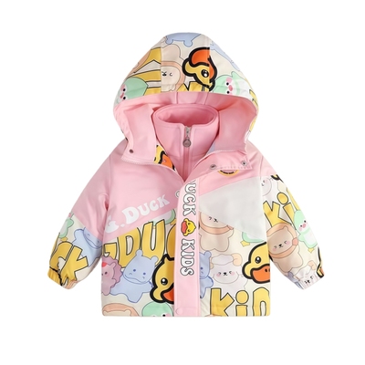 小黄鸭正品新中式儿童冲锋衣三合一宝宝外套三件套男女童防风防水