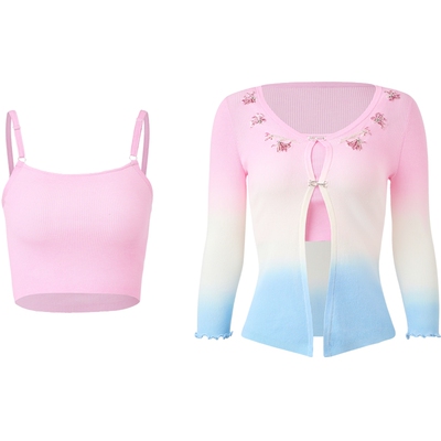 【奥莱】MAXRIENY南法度假风双层新意两件套毛衫新品