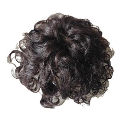 大面积手织小卷真发遮白发卷发片