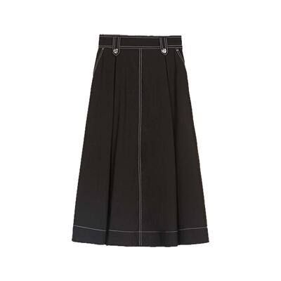 s.deer复古撞色插袋牛仔A字伞裙