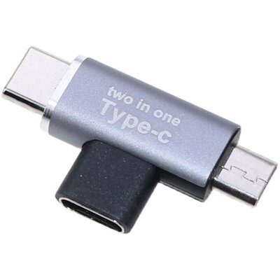 Type-C母转双头Type-C公 T型手机转接头 C母转Mirco lighting公