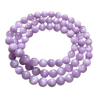 天然冰种猫眼紫锂辉石三圈佛珠女